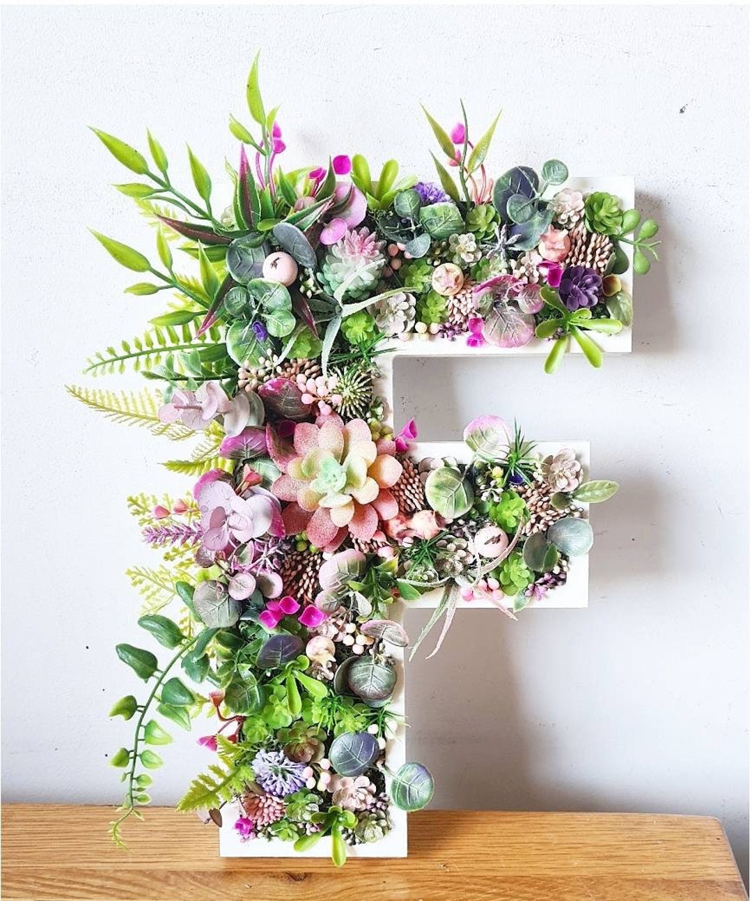Large 12"/30cm 3D Wall Letters, Moss Wall Art, Faux Succulents for Home ...