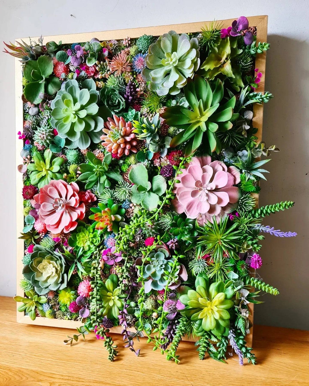 Faux Succulent 3D Wall Art: Vibrant Wood Framed Botanical Decor for ...