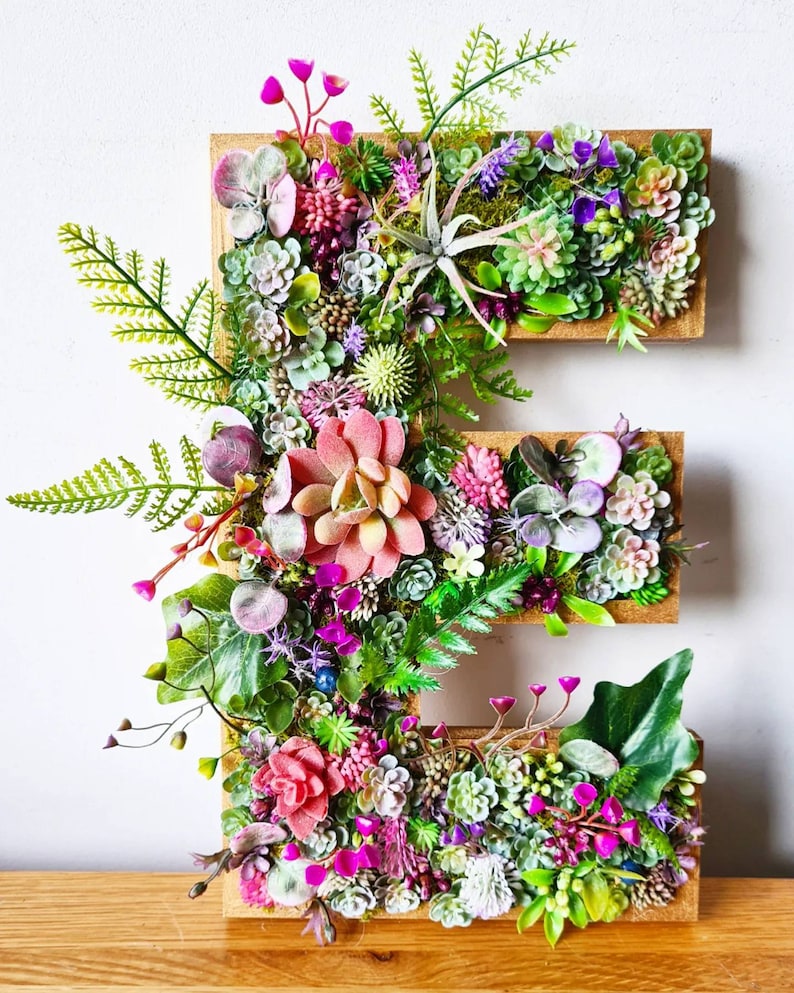 Faux Succulent Wall Letter: Plant Decor Sign (12" / 30cm) - Etsy