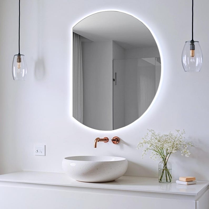 CUT CIRCLE Mirror LED || Backlit Round Mirror, Sleek Frameless Vanity ...