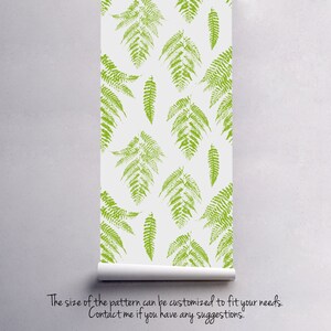 Lime Fern Leaves Removable Wall Mural, Green Floral Temporary Wallpaper ...