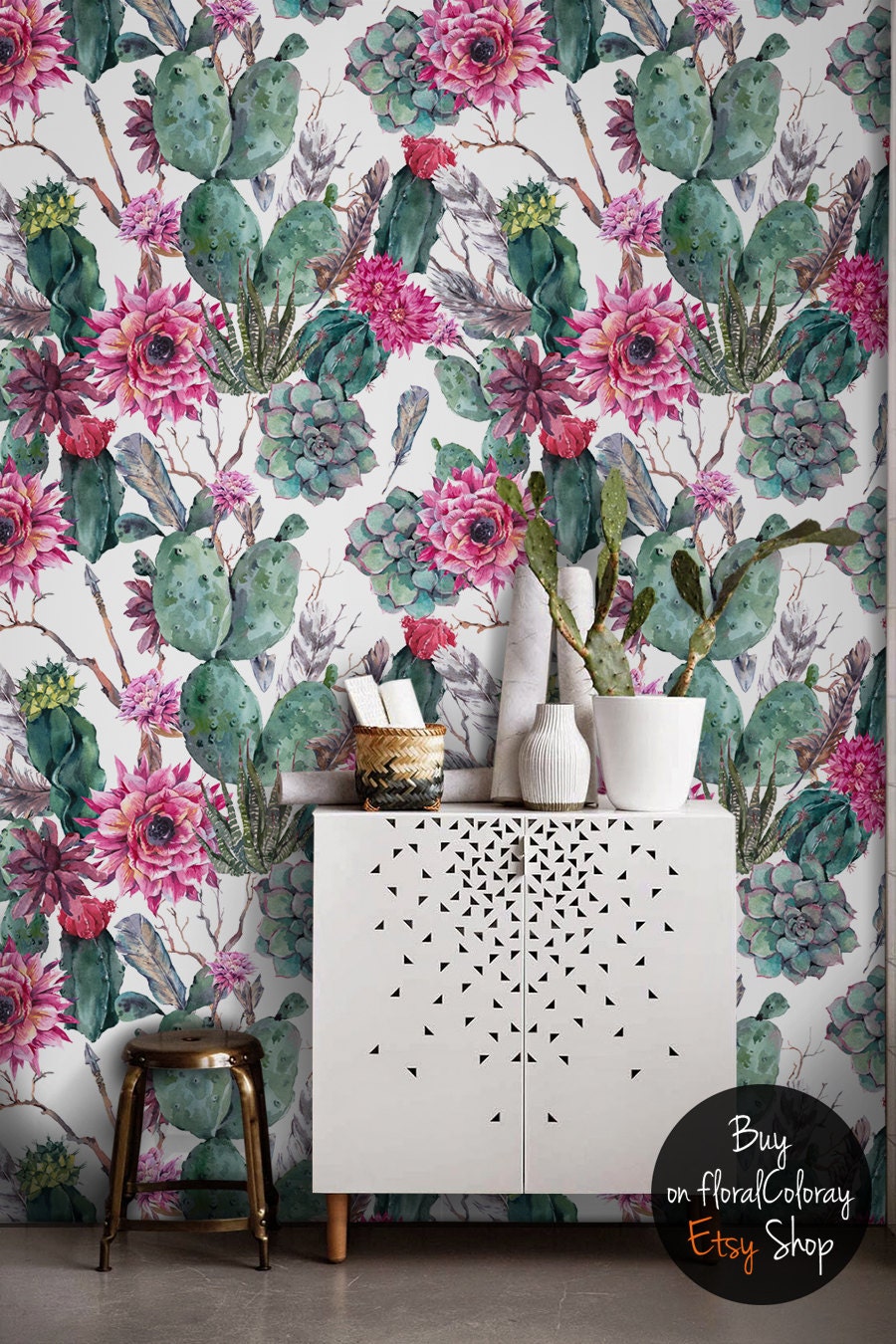 Subtle Flowers wall decor Floral wall mural Flowers | Etsy