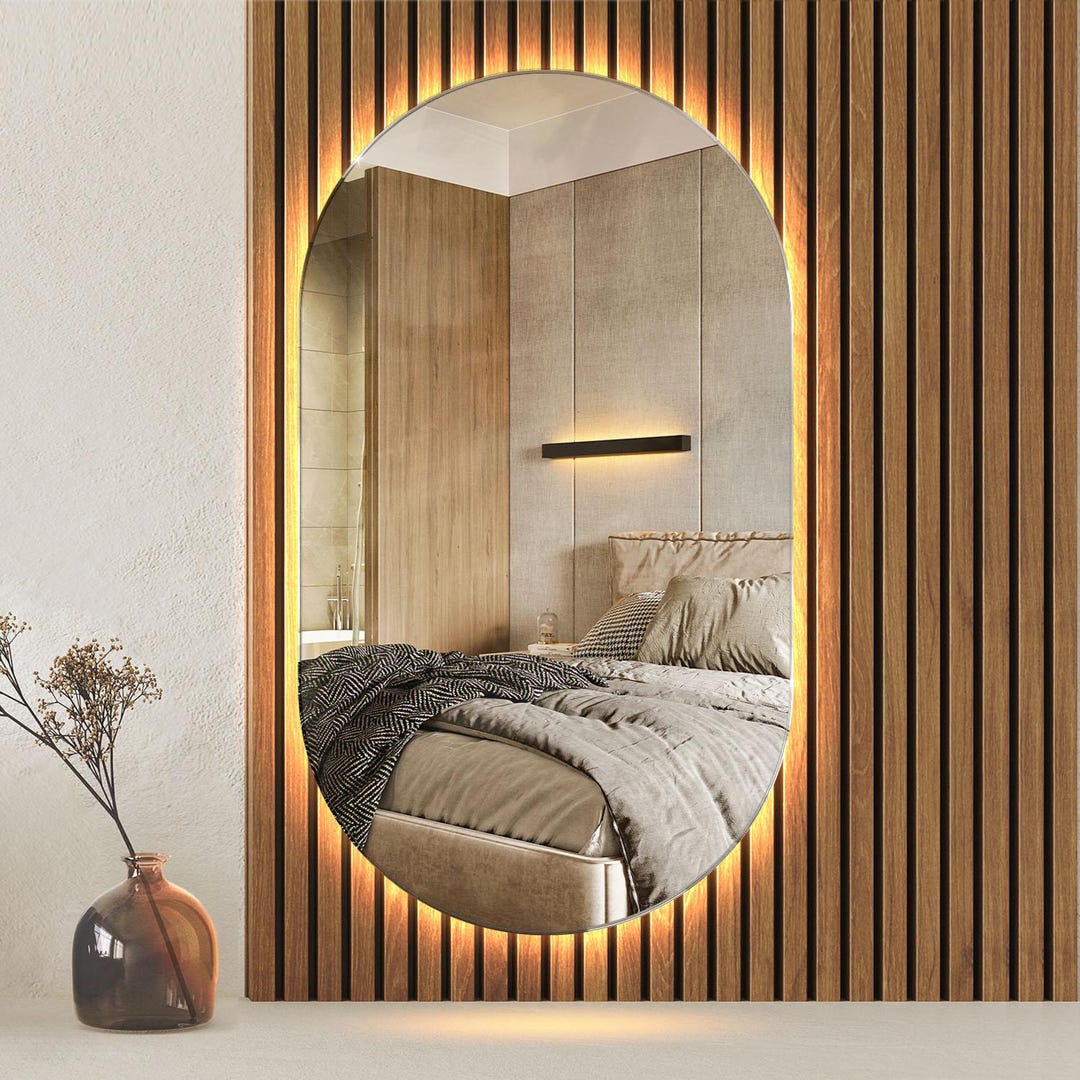 OVAL Mirror LED || 3 Light Variations, Elegant Backlit Mirror, Classic ...