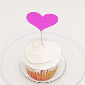 Wedding Cupcake Toppers, Pink Cupcake Toppers, Heart Cupcake Toppers ...