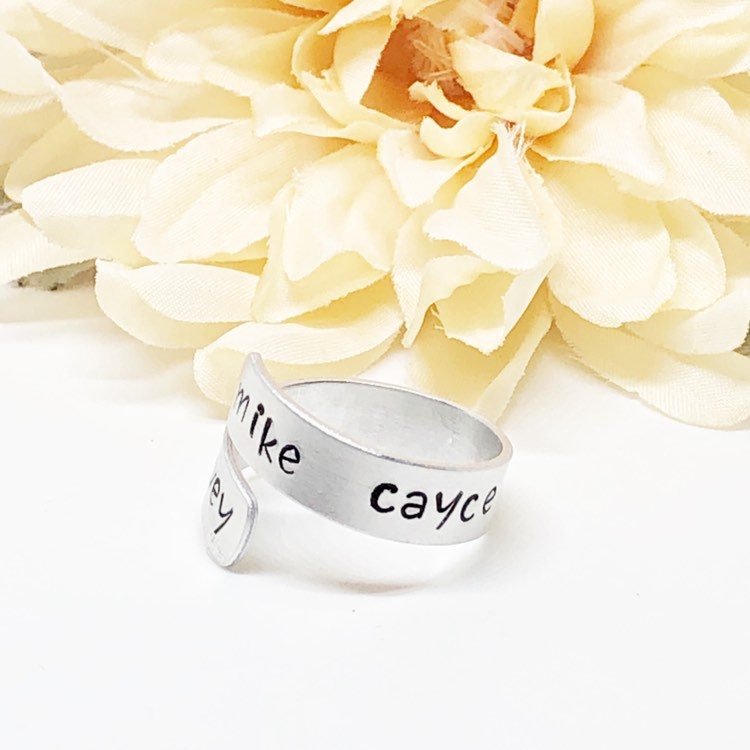 Hand Stamped Ring Hand Stamped Name Ring Custom Name Ring | Etsy
