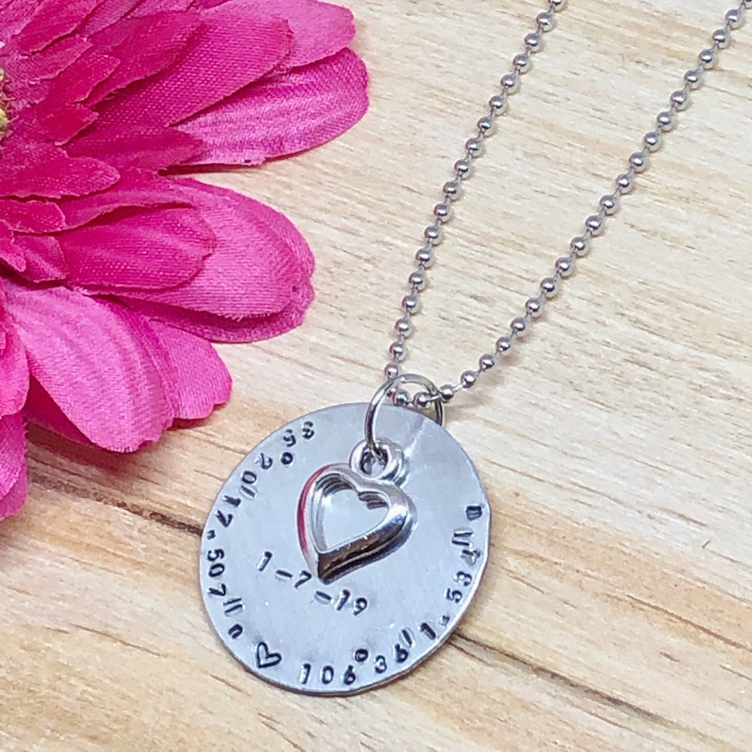 Coordinates Jewelry, Latitude Longitude Jewelry, Coordinates Gift, GPS ...