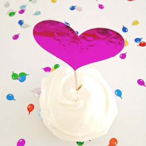 Wedding Cupcake Toppers, Pink Cupcake Toppers, Heart Cupcake Toppers ...
