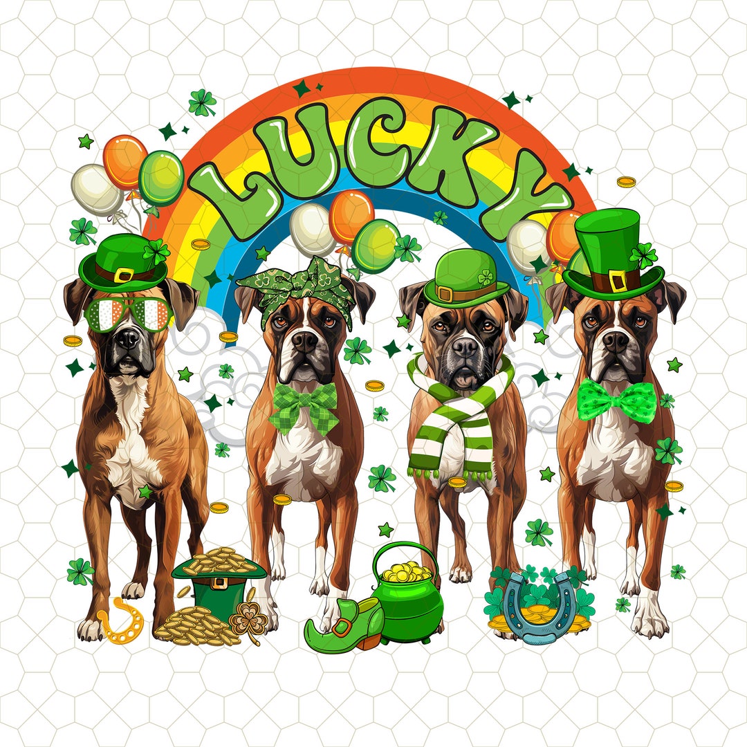 Boxer St Patricks Day PNG, Lucky Boxer Dog Png Sublimation, Irish Dog ...