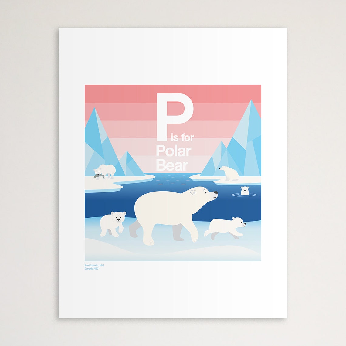 P is for Polar Bear 11"x14" Print - Etsy