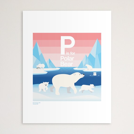 P is for Polar Bear 11x14 Print | Etsy
