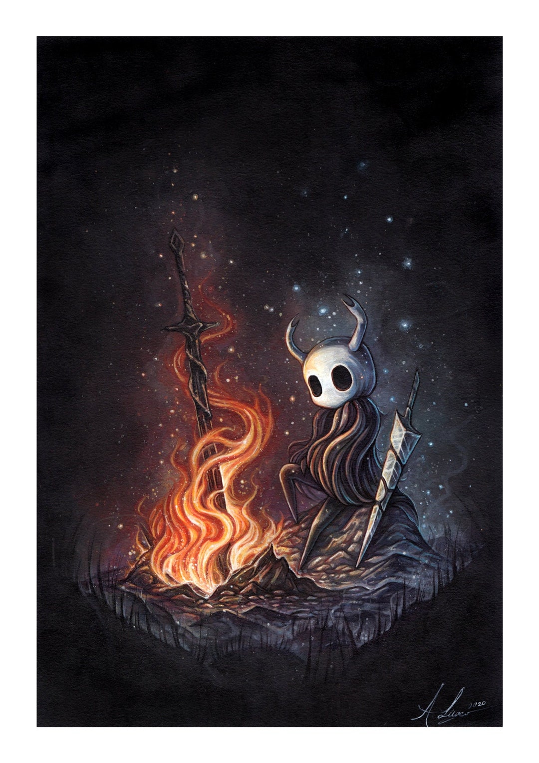 Hollow Knight & Dark Souls Bonfire - A4 Art PRINT - Etsy