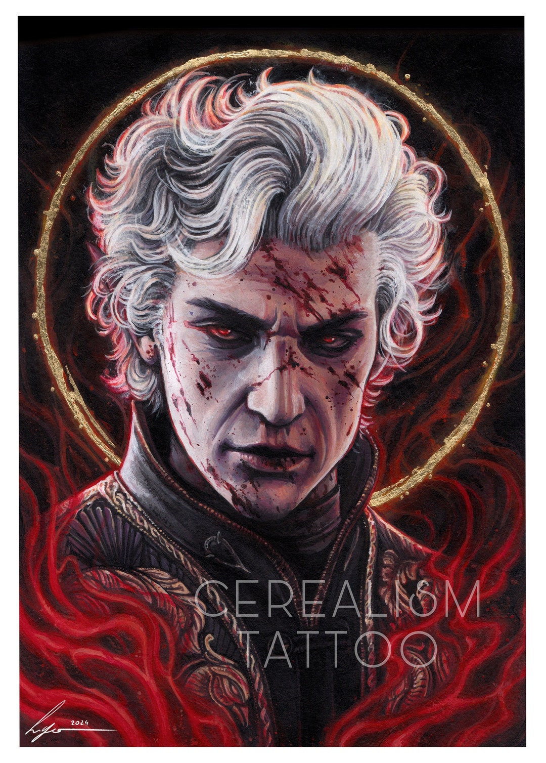 Astarion - A4 Gold Embellished Art Print - Baldur's Gate 3 Inspired - Etsy