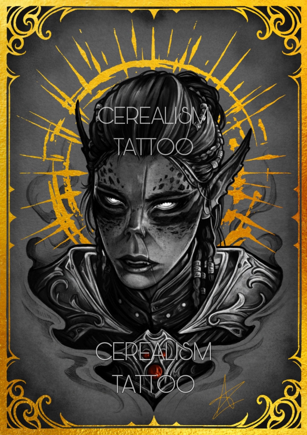 LAE'ZEL - Gold Embellished A5 Art Print - Baldur's Gate 3 Inspired - Etsy