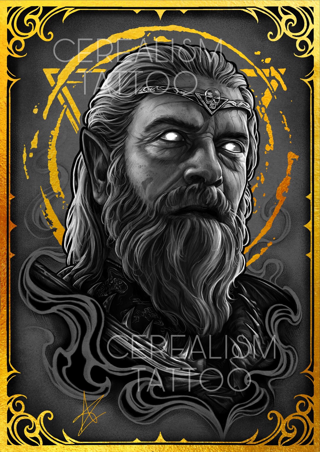 KETHERIC THORM - Gold Embellished A5 Art Print - Baldur's Gate 3 ...