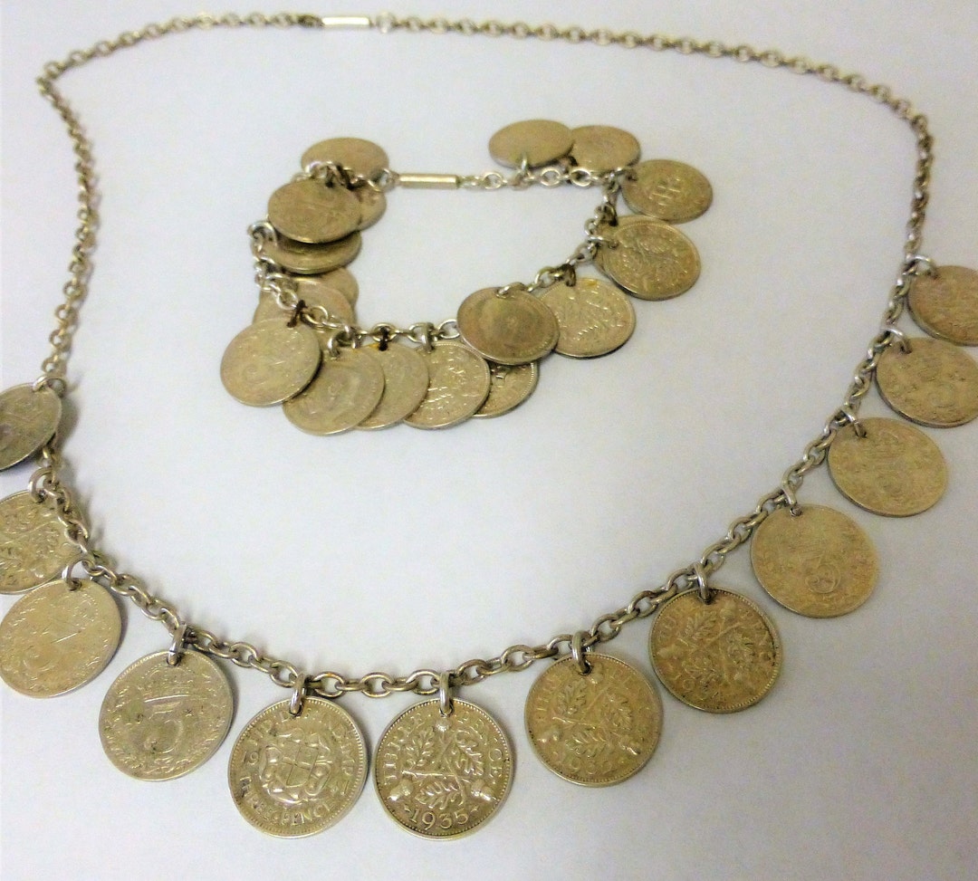 Georgivs VI V D Britt MN Rex FD Ind Imp 3 Pence Coin Bracelet and ...