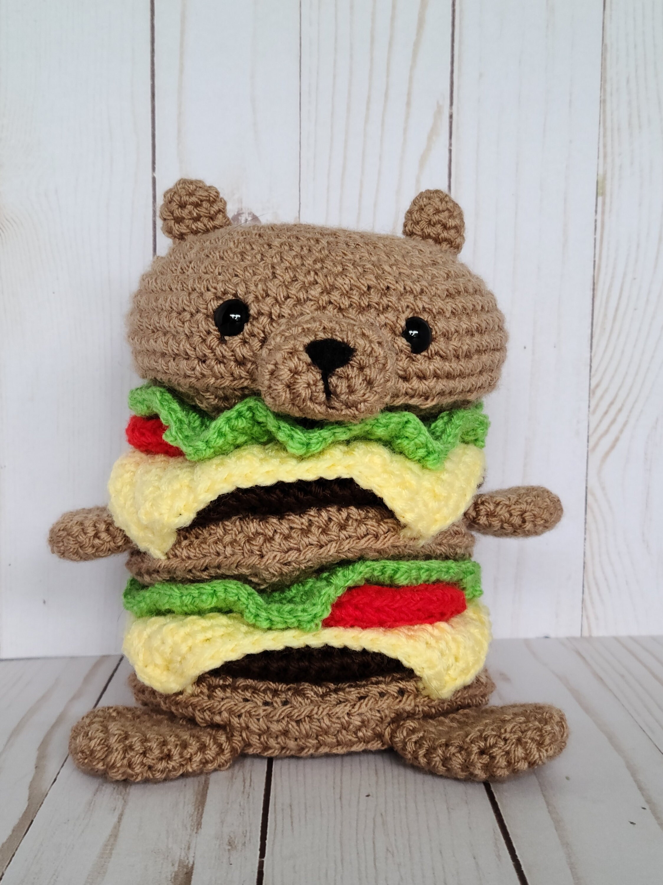 Crochet Hamburger Bear Plush, Cheeseburger, Foodie Gift, Play Food - Etsy