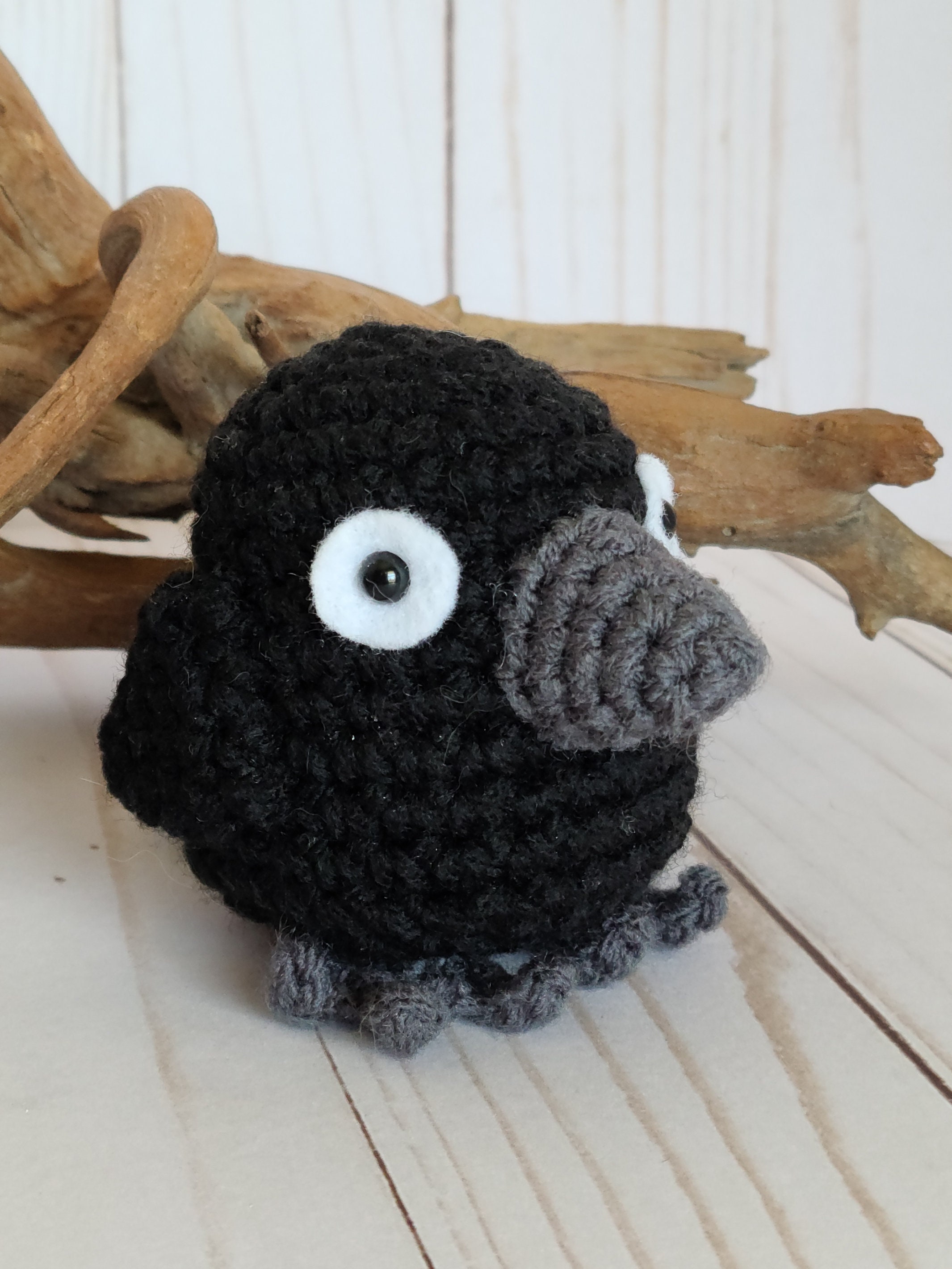 Cute Crochet Crow Plush, Kawaii Goth Decor, Cottagecore, Witchy Desk ...
