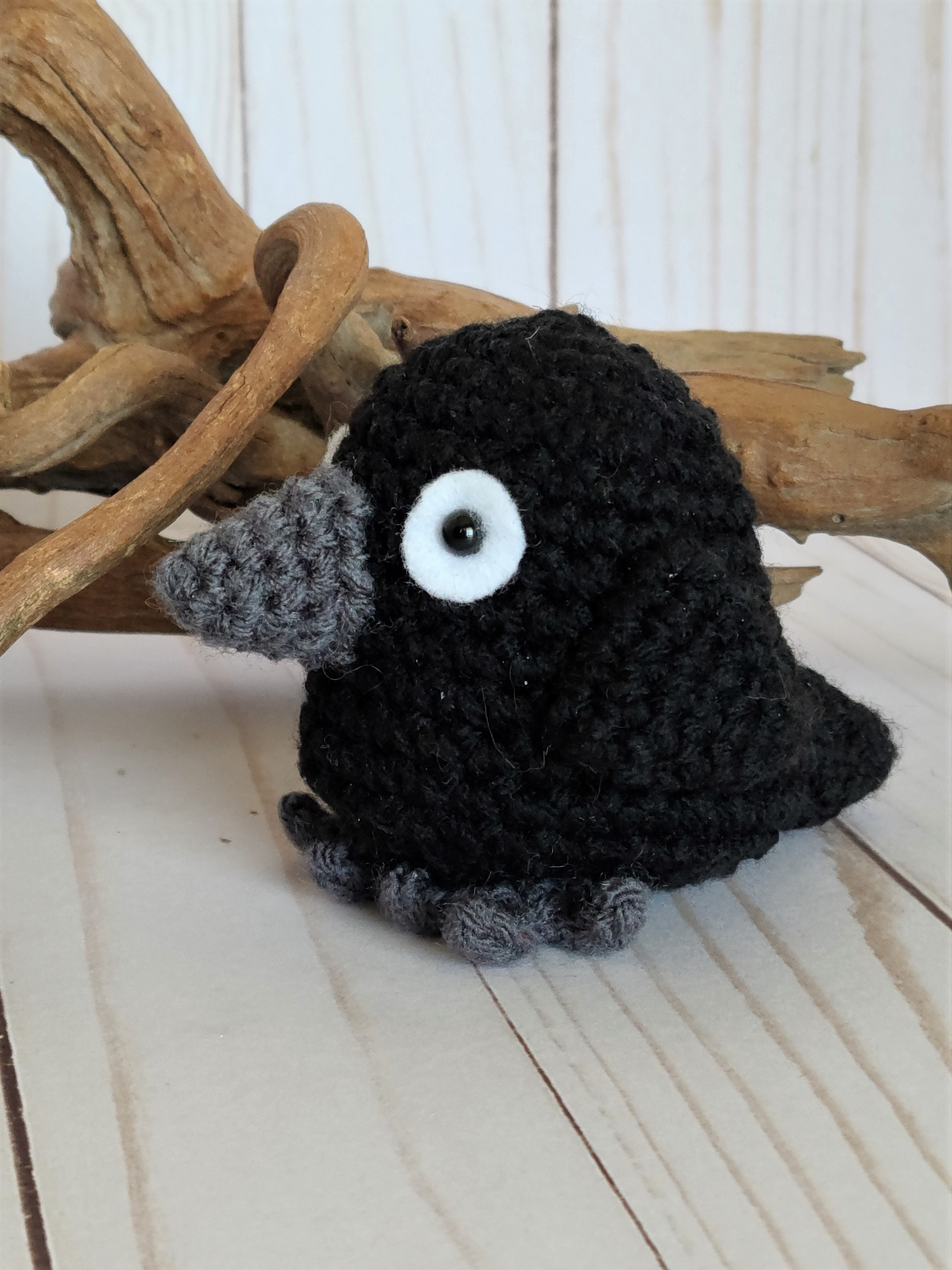 Cute Crochet Crow Plush, Kawaii Goth Decor, Cottagecore, Witchy Desk ...