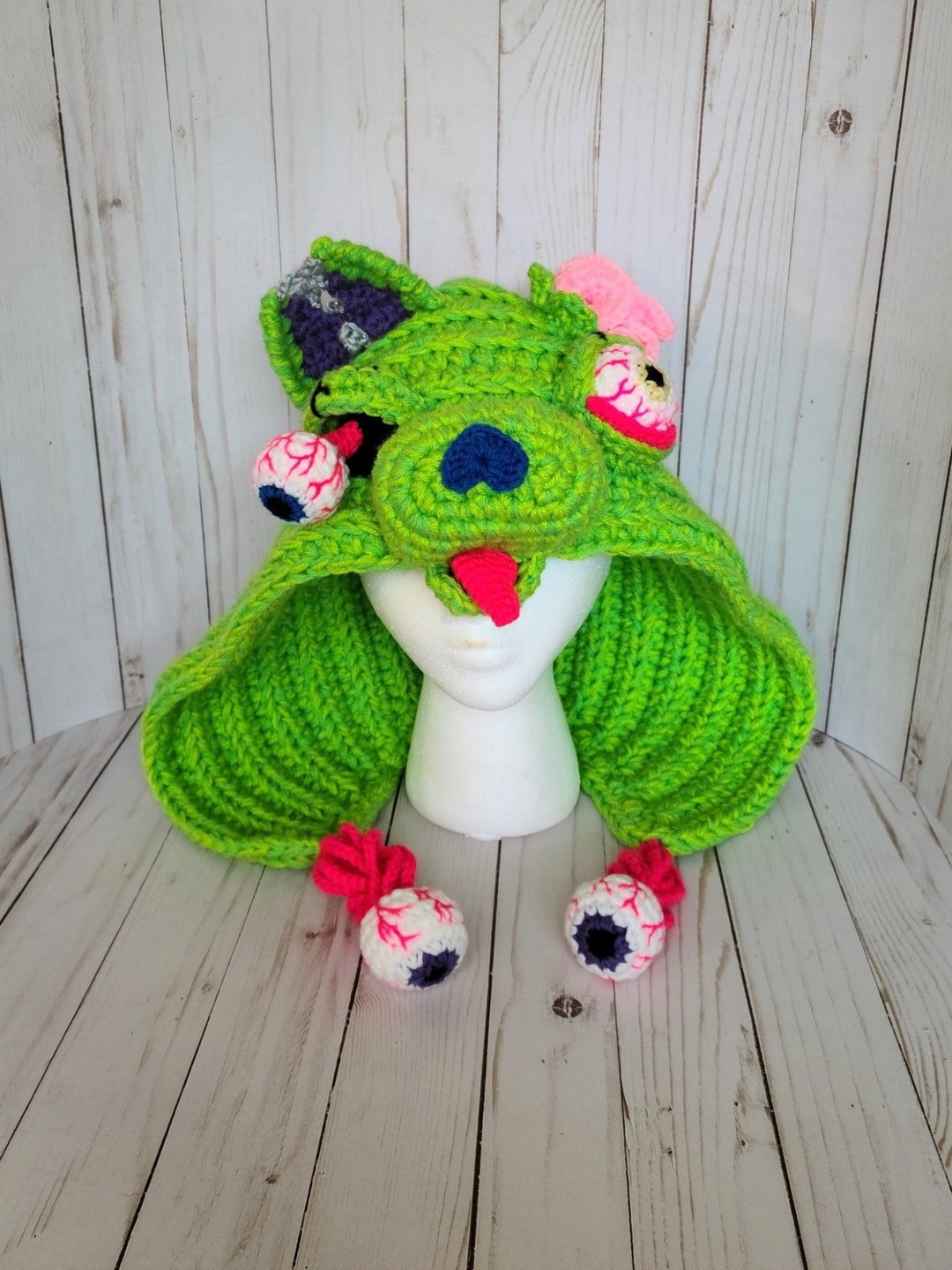 Crochet Zombie Bear Hood, Gory Horror, Amigurumi Hat, Finished Item ...