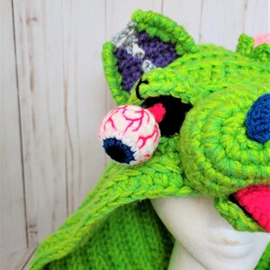 Crochet Zombie Bear Hood, Gory Horror, Amigurumi Hat, Finished Item ...