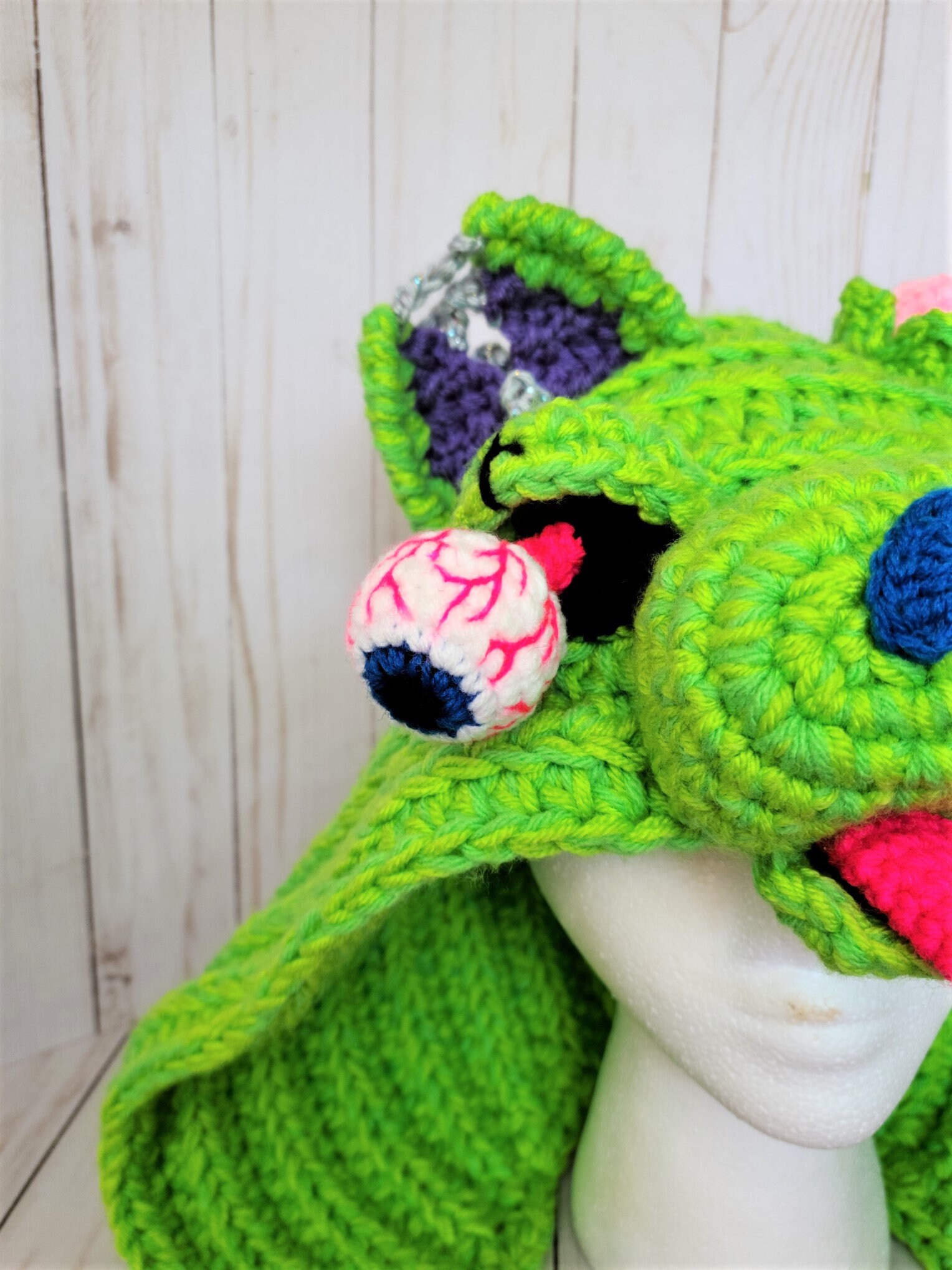 Crochet Zombie Bear Hood, Gory Horror, Amigurumi Hat, Finished Item ...