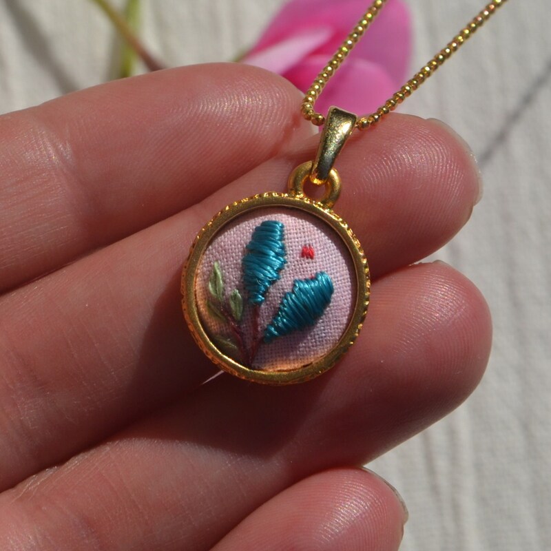 Embroidered Necklace - Etsy