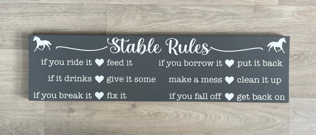 STABLE RULES Plaque - Outdoor or Indoor Sign - Wooden - Horse Pony ...