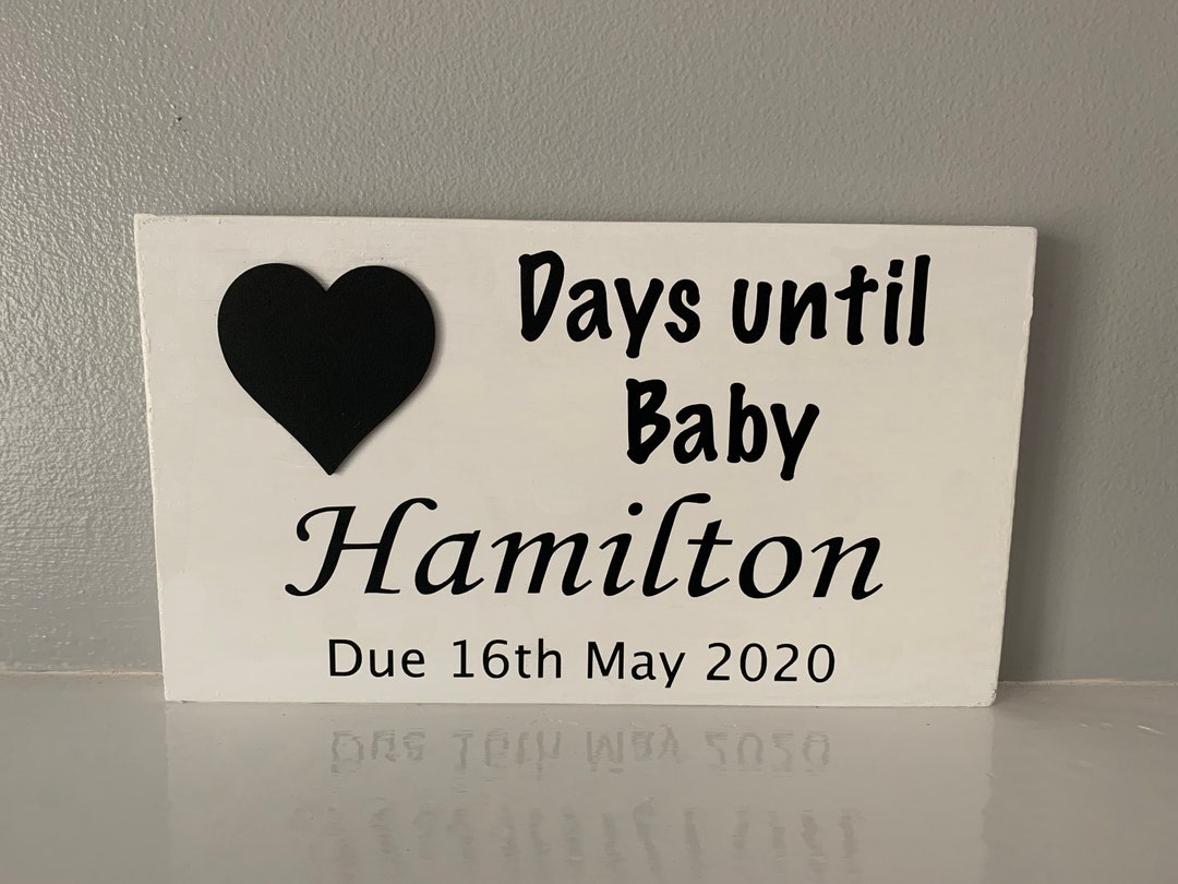 Personalised Pregnancy Baby Due Countdown Wooden Plaque Sign Mummy Mum ...
