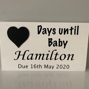 Personalised Pregnancy Baby Due Countdown Wooden Plaque Sign Mummy Mum ...