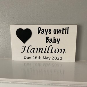 Personalised Pregnancy Baby Due Countdown Wooden Plaque Sign Mummy Mum ...
