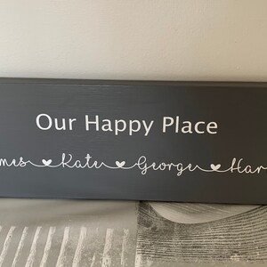 Our Happy Place Personalised Wooden Sign Plaque - Etsy