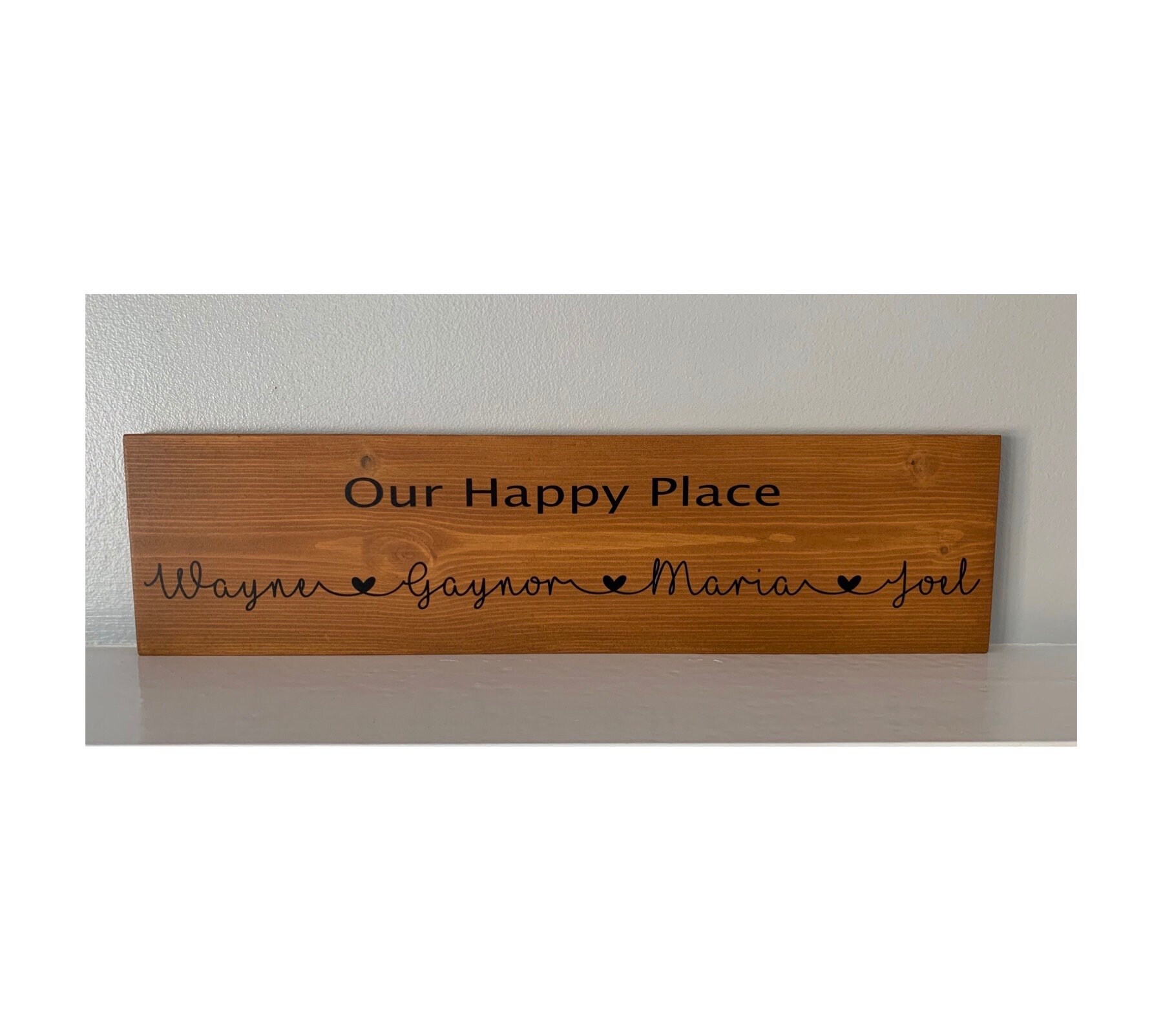 Our Happy Place Personalised Wooden Sign Plaque - Etsy UK