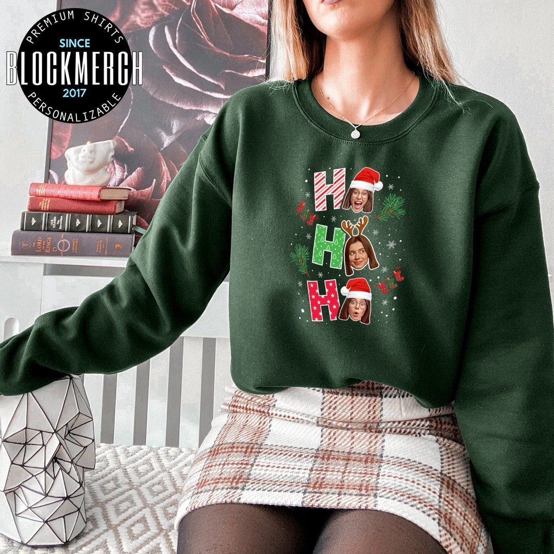 Christmas Custom Face Photo Ho Ho Ho, Christmas Photo Shirt, Holiday ...