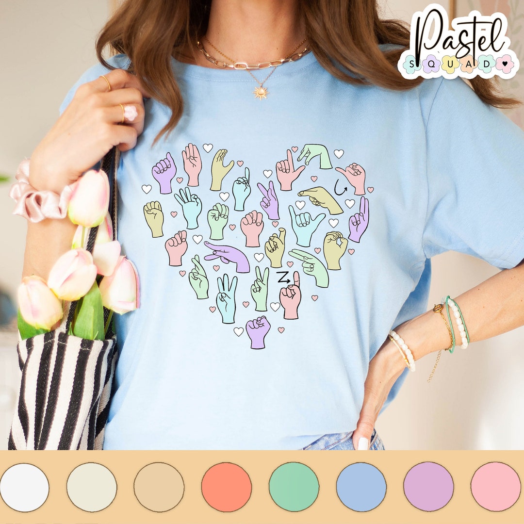 ASL Heart Alphabet, Sign Language Shirt, ASL Gifts, Deaf Shirt, Sign ...