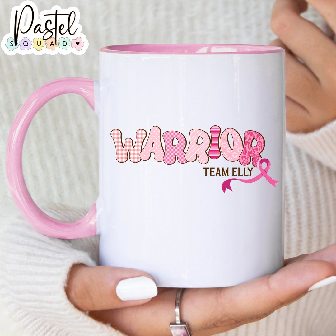 Custom Breast Cancer Mug With Name, Personalized Gift for Breast Cancer ...