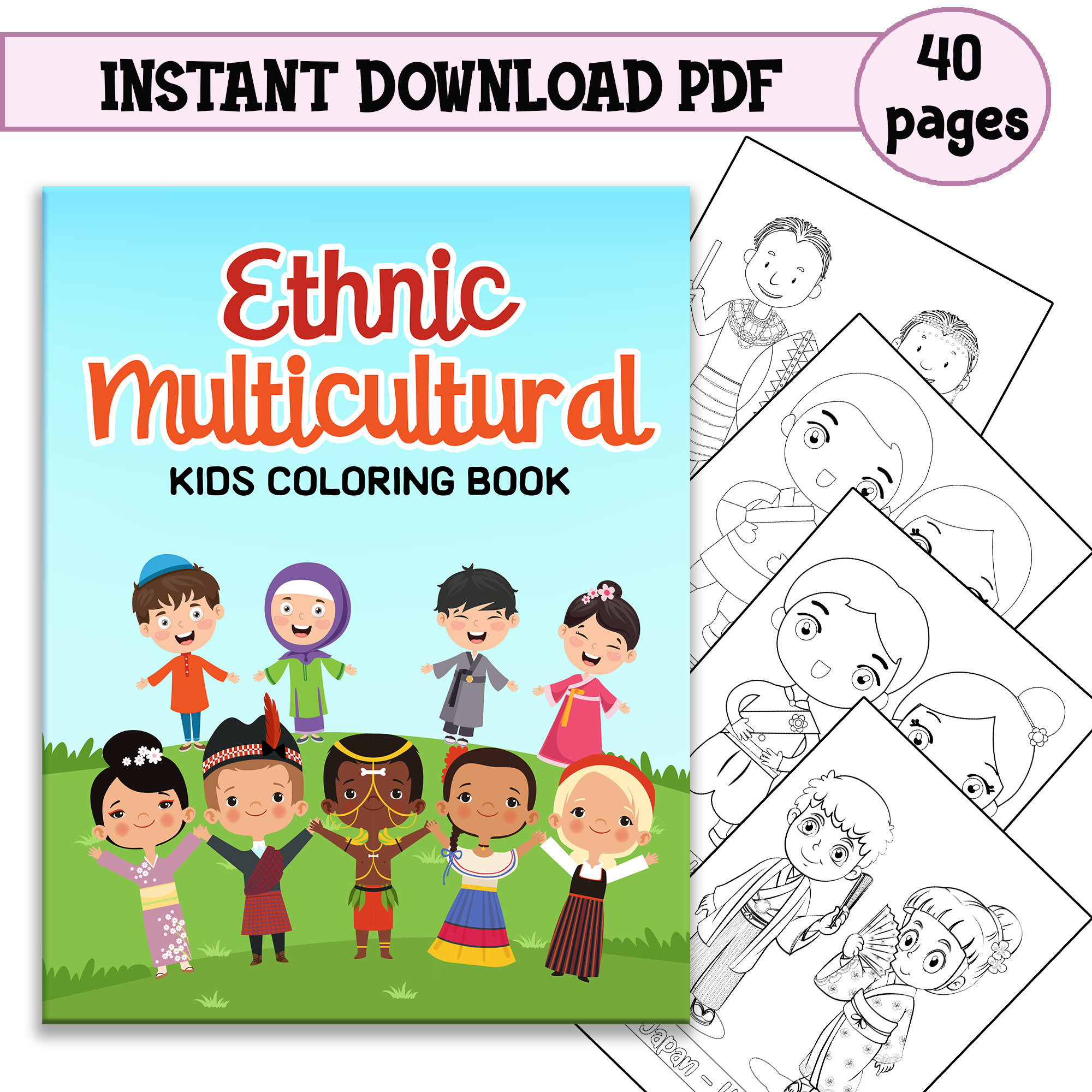 Multicultural Children Coloring Page