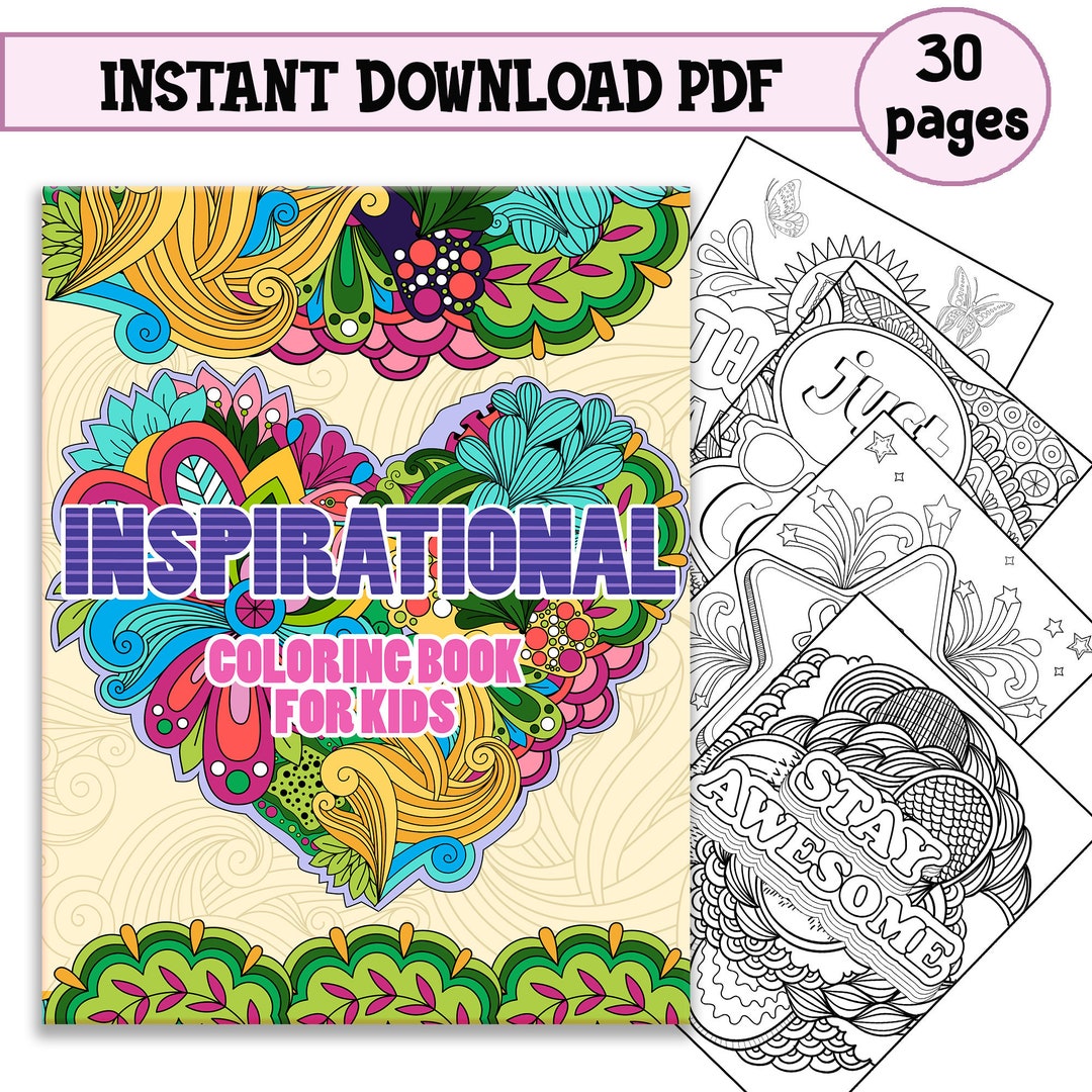 Inspirational Coloring Book for Kids Digital Download / - Etsy