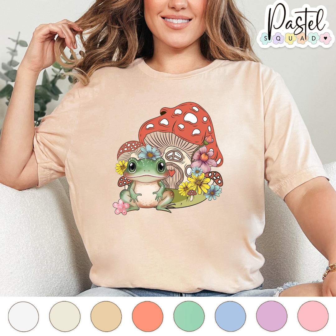 Cottagecore Frog and Mushroom Shirt, Frog Lover Gift, Frogcore, Froggy ...