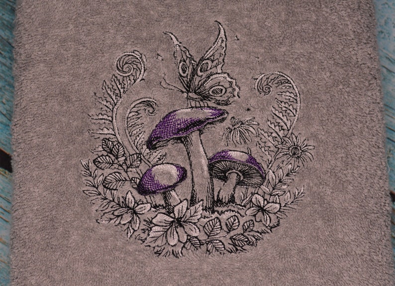 Woodland Enchanted Forest Crest With Mushrooms and Butterflies ...