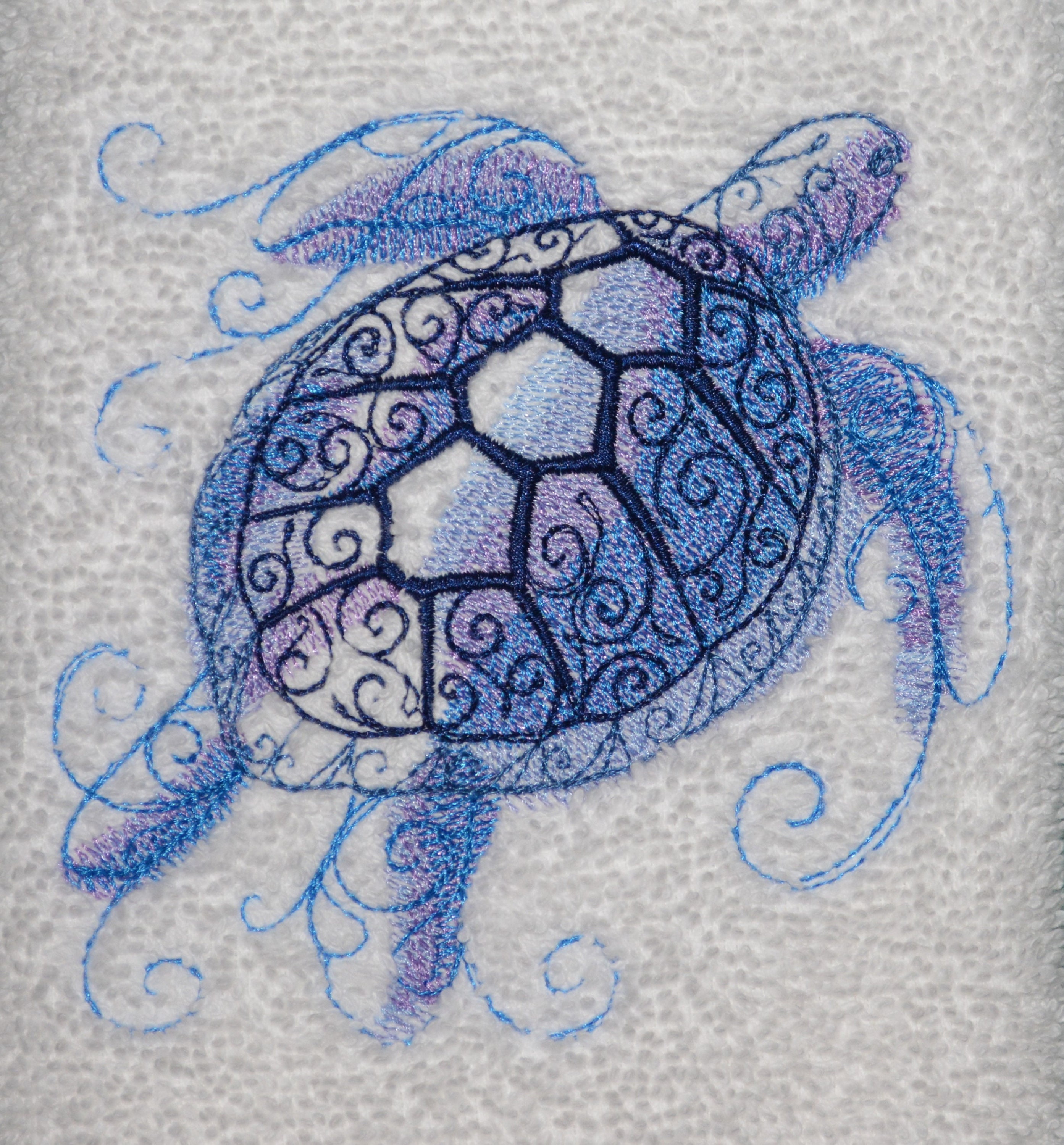 Embroidered Sea Turtle Hand Towel Blue - Etsy