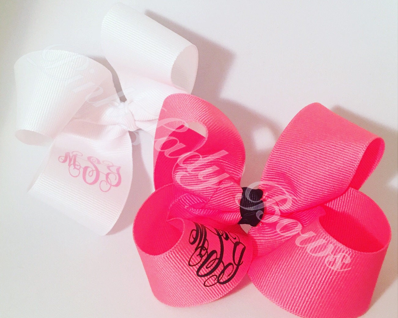 Custom Bow White Bow Girl Bows Hair Bows Monogrammed Bows - Etsy