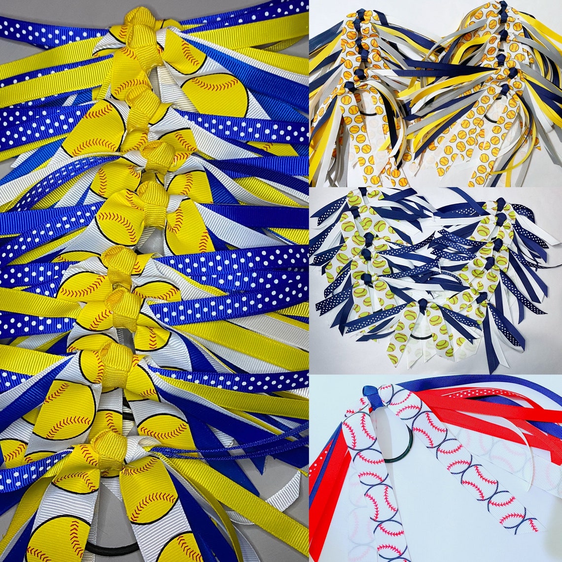 Team Streamers Softball Bow Sports Bows Softball Team Hair - Etsy