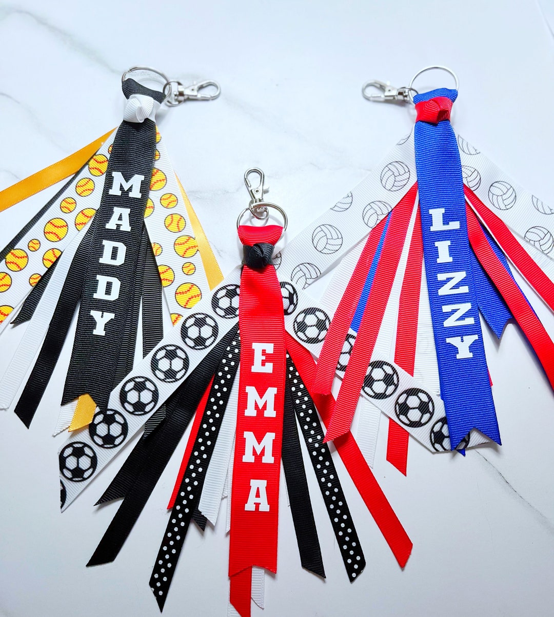 Personalized Sports Ribbon Keychain, Bag Tag, Team Gift, Sports Bag Tag ...