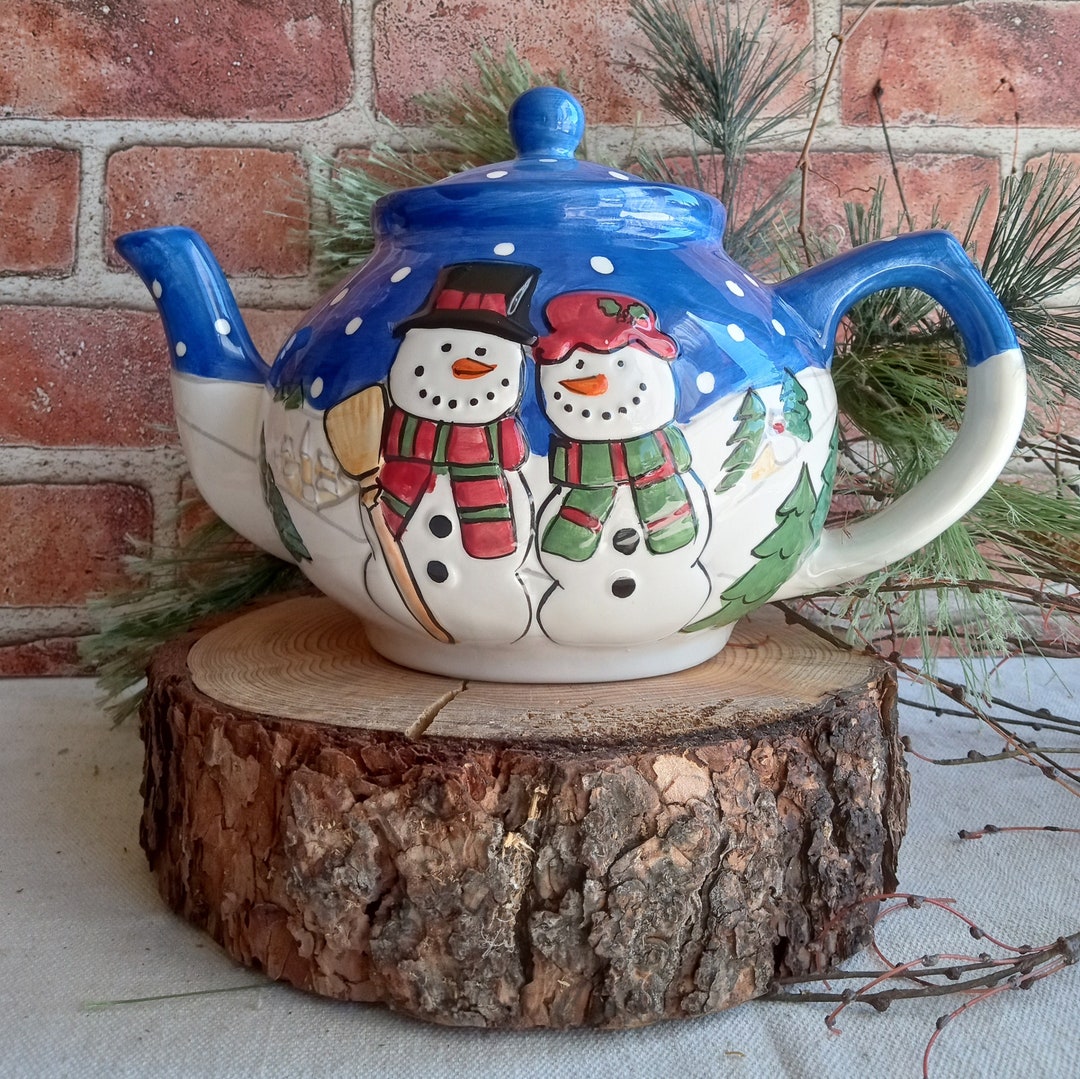 Vintage Snowman Teapot by World Bazaar, Ceramic Christmas Teapot ...