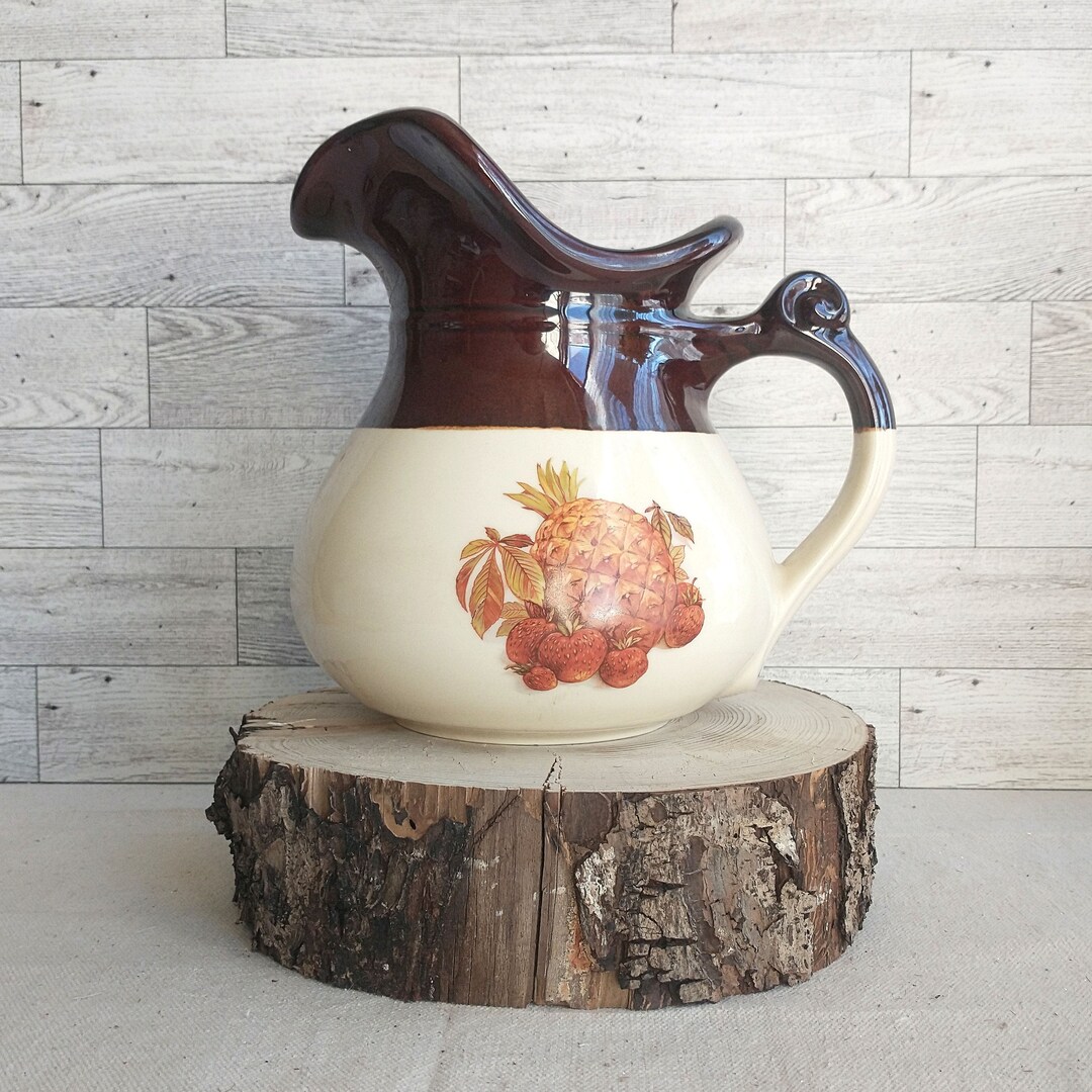 Vintage Mccoy Pitcher, 7515 Brown and Beige With Pineapple Pattern ...