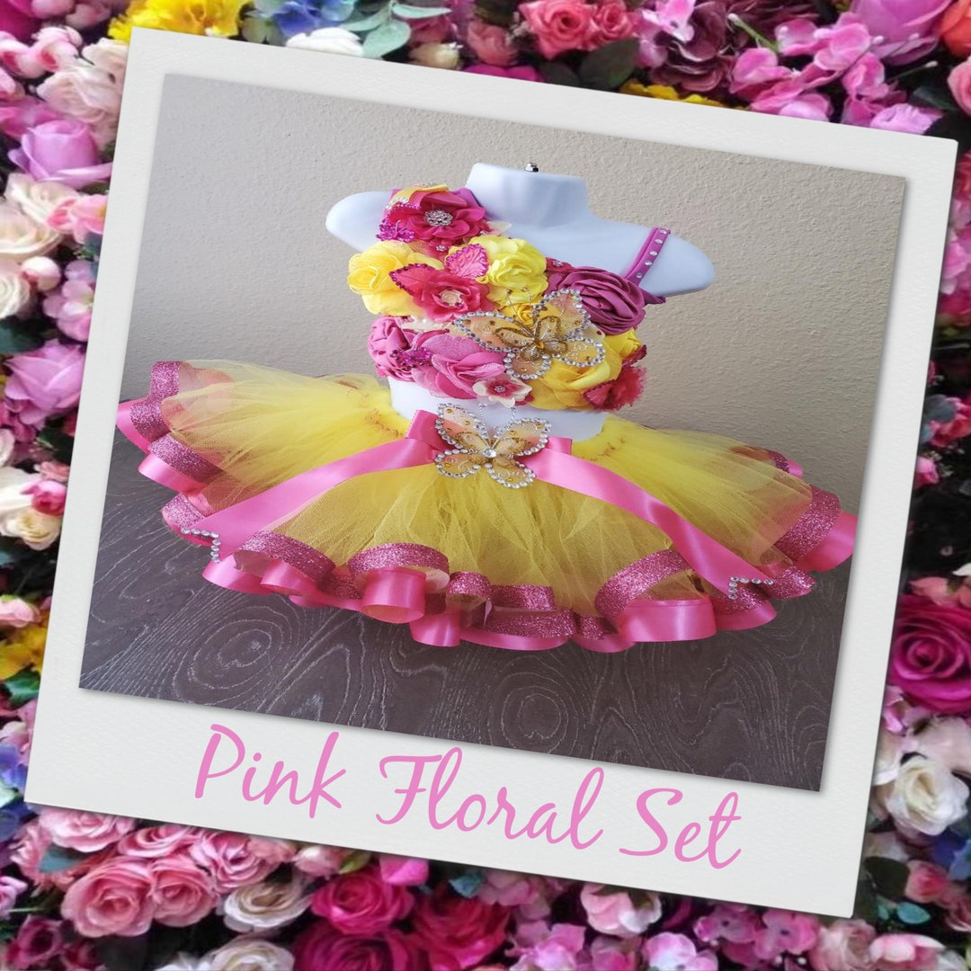 Floral Tutu Set, Spring Flower Tutu, Flower Girl Tutu Dress, Jr. Bride ...