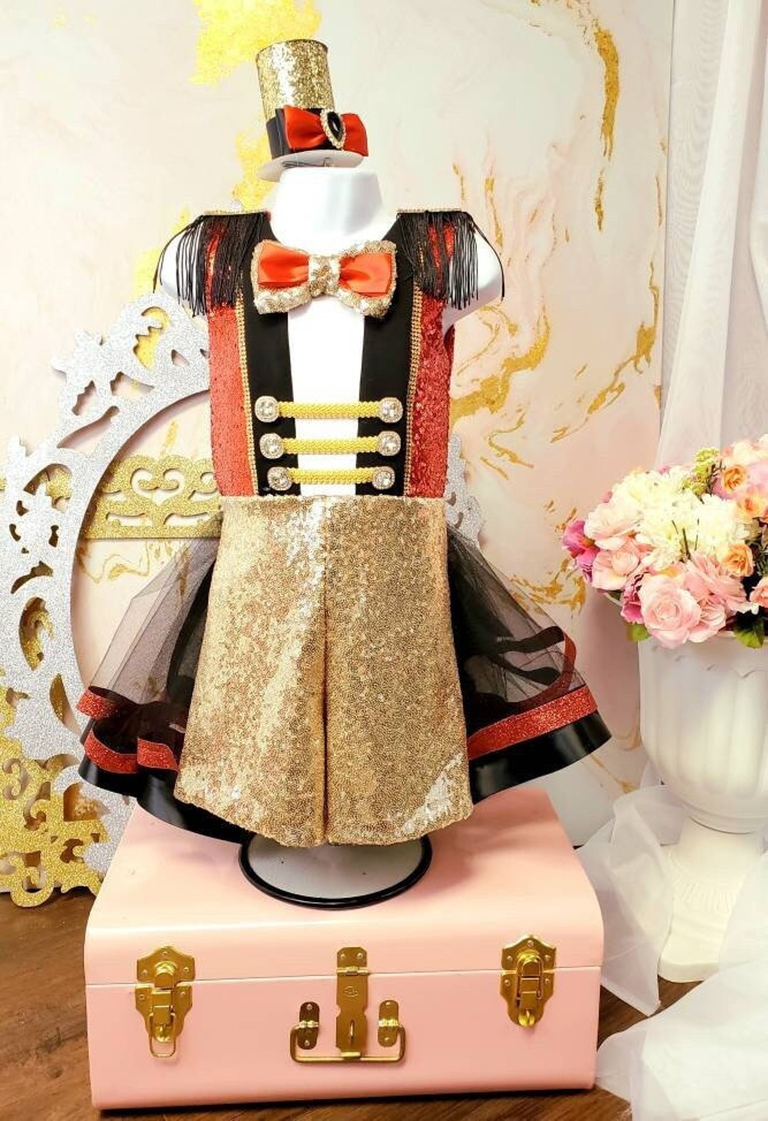 Ring Master Costume, Circus Costume, Red Gold and Black Costume, Ring ...