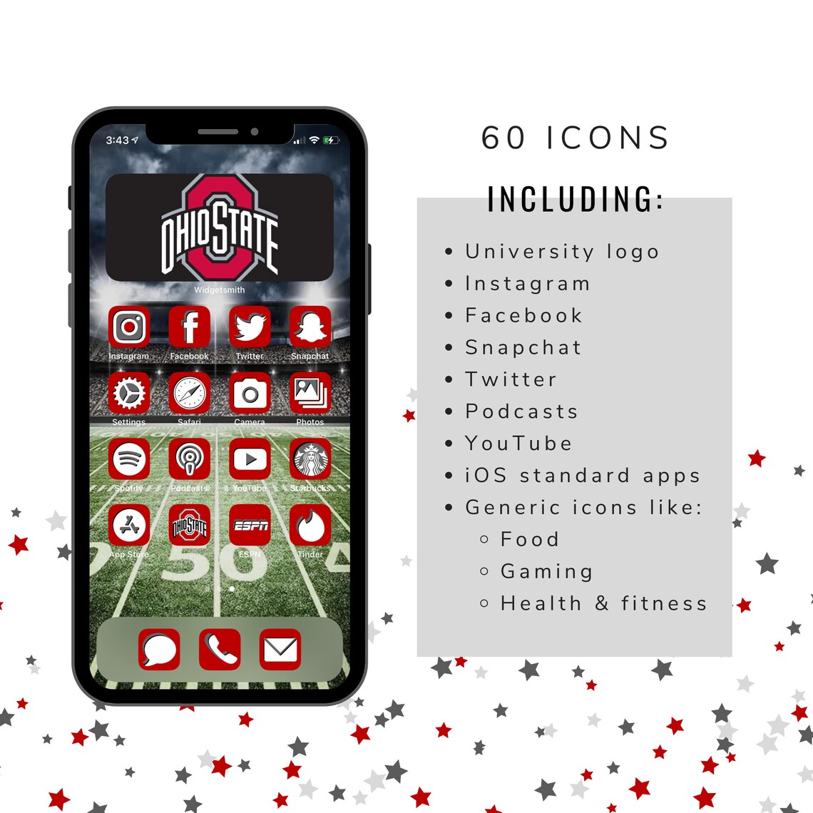 Ohio State Buckeyes Ios App Icons Iphone College University - Etsy