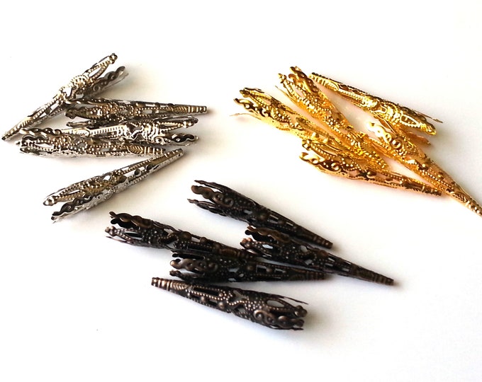 20 X Filigree Bead Cones Bead Caps Silver Cones Bronze - Etsy