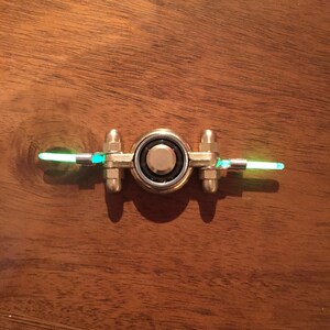Hand Made Fidget Toy. Brass Hand Spinner With Neon Glow Sticks Hybrid ...